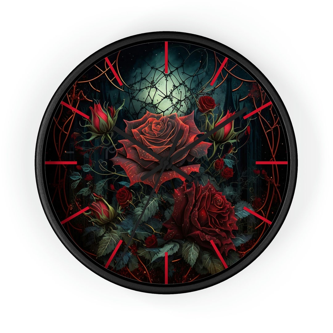 Gothic Roses Wall Clock, Fantasy, Home Decor, Gothic, Goth - Etsy