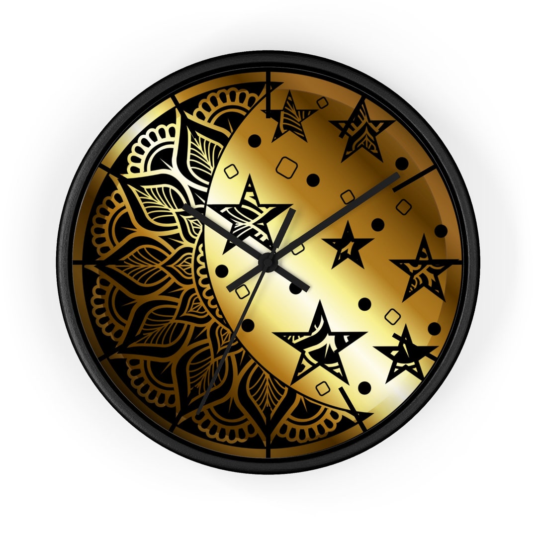 Gold Black Sun and Moon Wall Clock Home Decor Family - Etsy