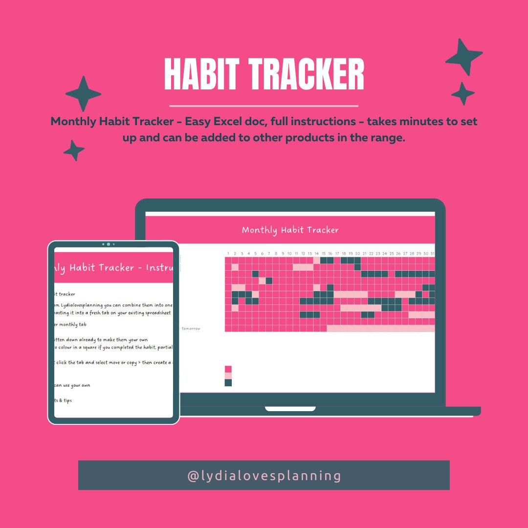 Excel Spreadsheet Habit Tracker - Etsy