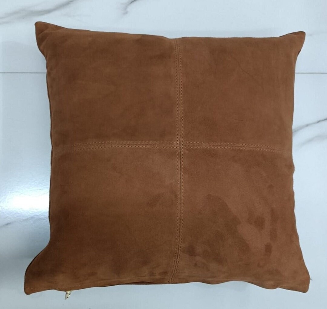 Genuine Suede Leather BROWN CUSHION Cover | Decorative Throw Covers for ...
