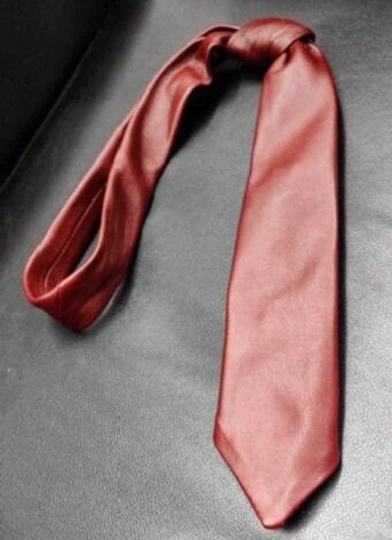 UNISEX Leather Necktie | Dark Red Leather Wedding TIE | Groom NECKTIE ...