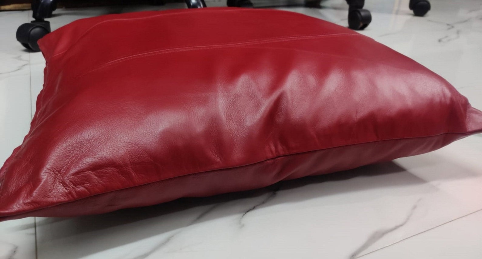 100% Real Lambskin Leather Pillow Cover, SQUARE Soft RED LEATHER Pillow ...