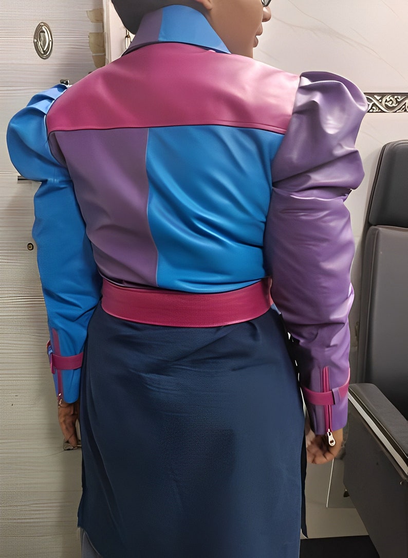 Womens MULTI-COLOR Blue, Pink, Lavender Biker Leather Crop Jacket ...