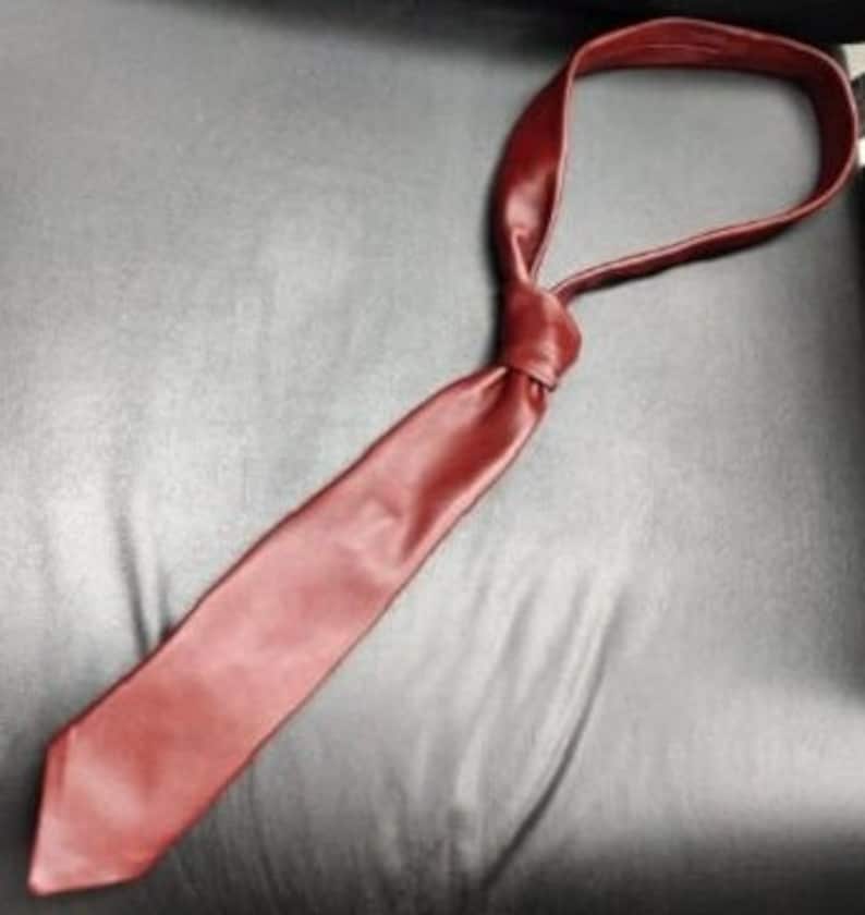 UNISEX Leather Necktie | Dark Red Leather Wedding TIE | Groom NECKTIE ...