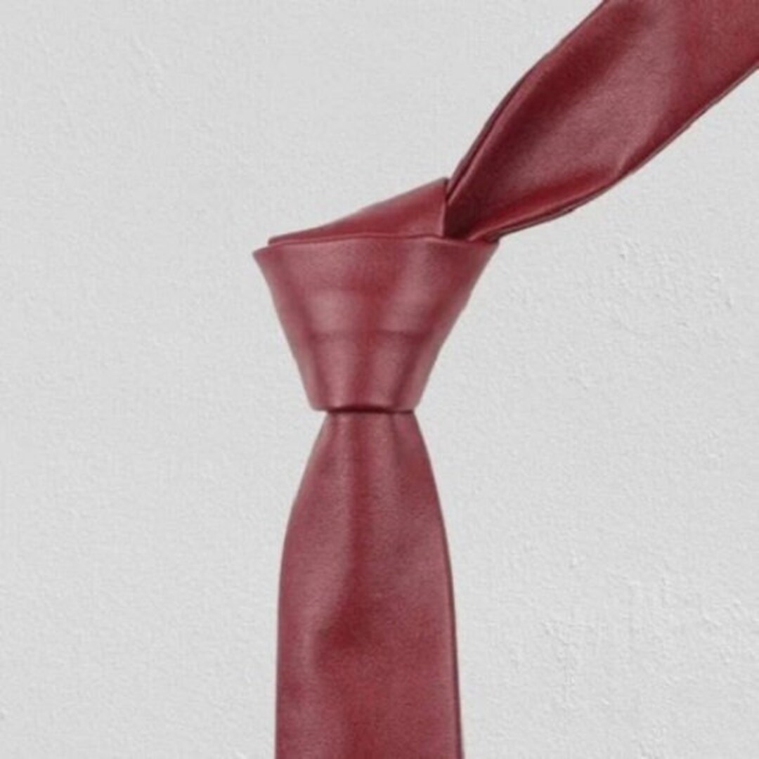 UNISEX Leather Necktie | Dark Red Leather Wedding TIE | Groom NECKTIE ...