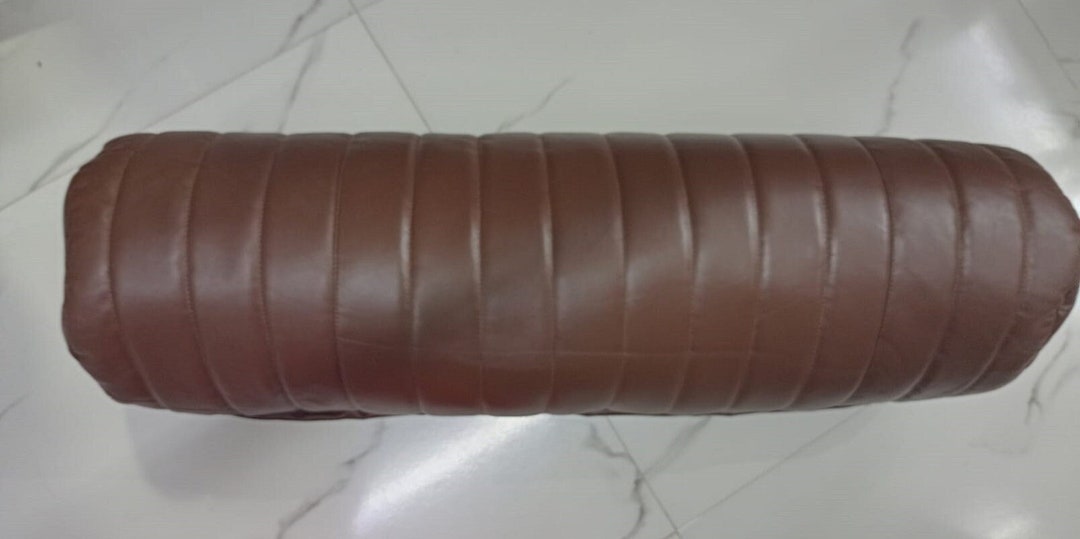 Real Lambskin Leather BOLSTER Cover Yoga Neck Roll Case Stylish Decent ...