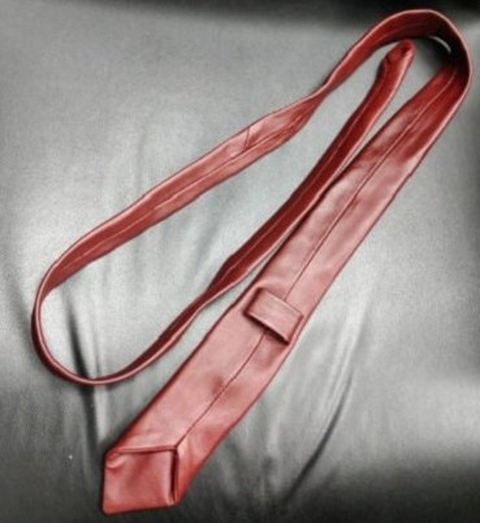 UNISEX Leather Necktie | Dark Red Leather Wedding TIE | Groom NECKTIE ...