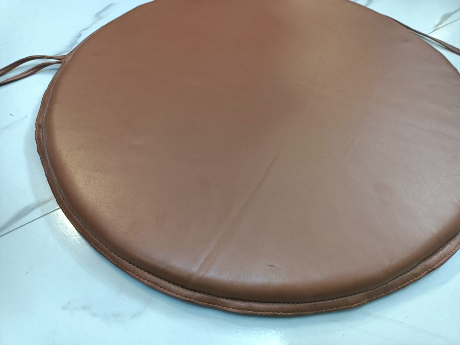 Genuine Sheepskin TAN Leather Round Chair Pad With Ties - Etsy