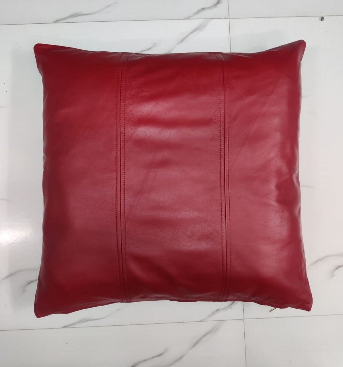 100% Real Lambskin Leather Pillow Cover, SQUARE Soft RED LEATHER Pillow ...