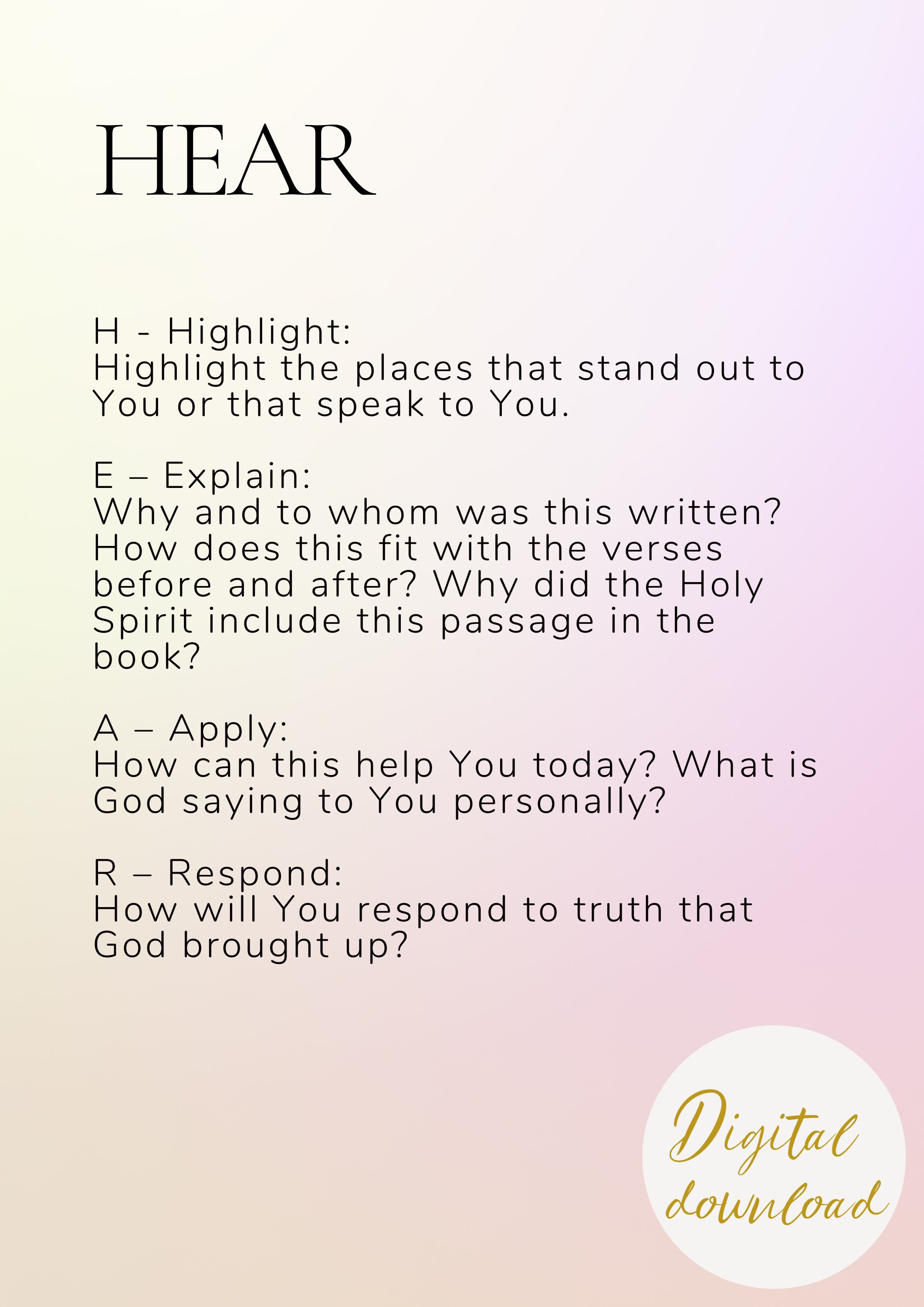 Bible Study Method Cards (printable) - Bible Reading Tools, Scripture ...