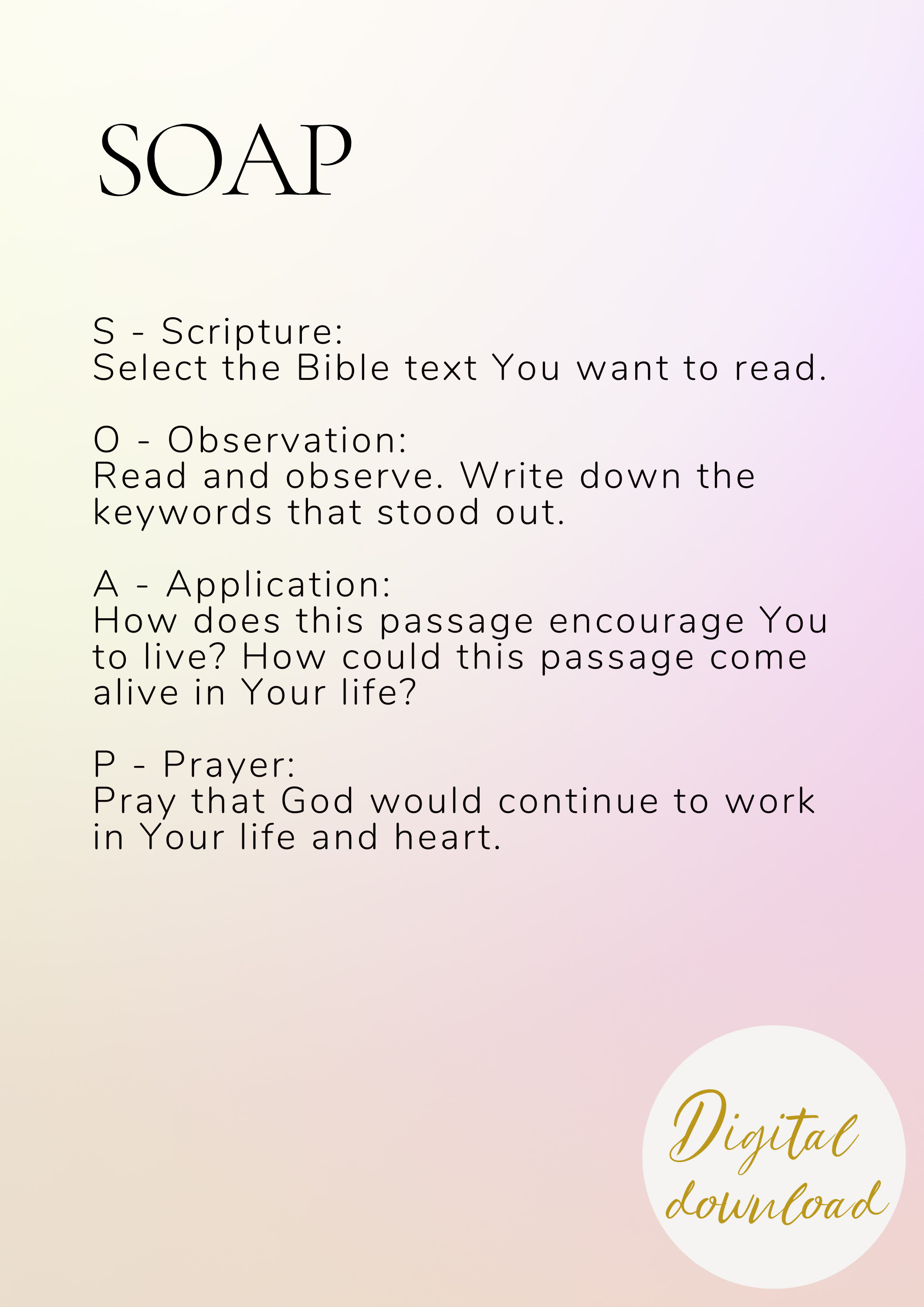 Bible Study Method Cards (printable) - Bible Reading Tools, Scripture ...