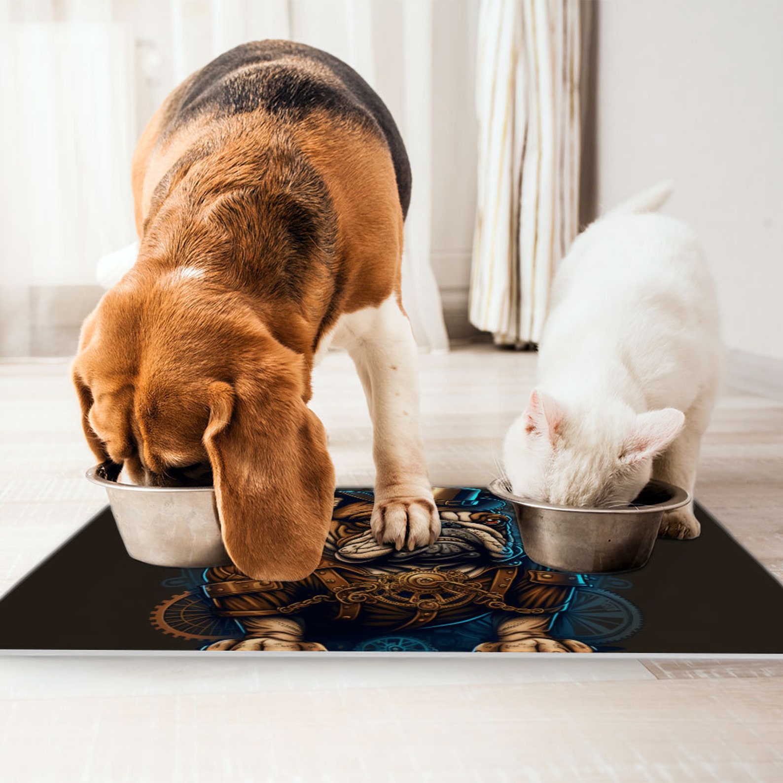 Cool Bulldog Pet Food Mat – Printed Anti-slip Pet Bowl Mat – Cute Pet ...