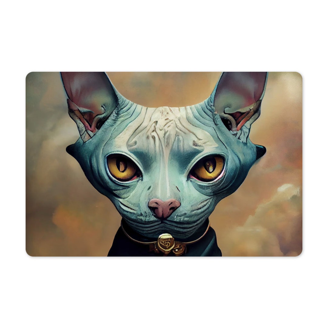 Creepy Cat Art Pet Food Mat: Anti-slip Feeding Bowl Mat - Etsy