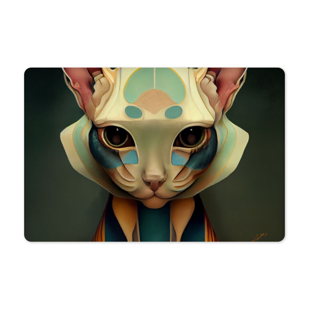 Creepy Cat Face Pet Food Mat: Anti-slip Neoprene Bowl Mat - Etsy