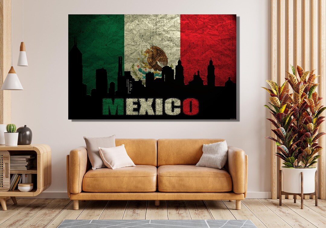 Mexican Flag Poster, Mexico Flag Canvas Wall Art Design, Poster Print ...