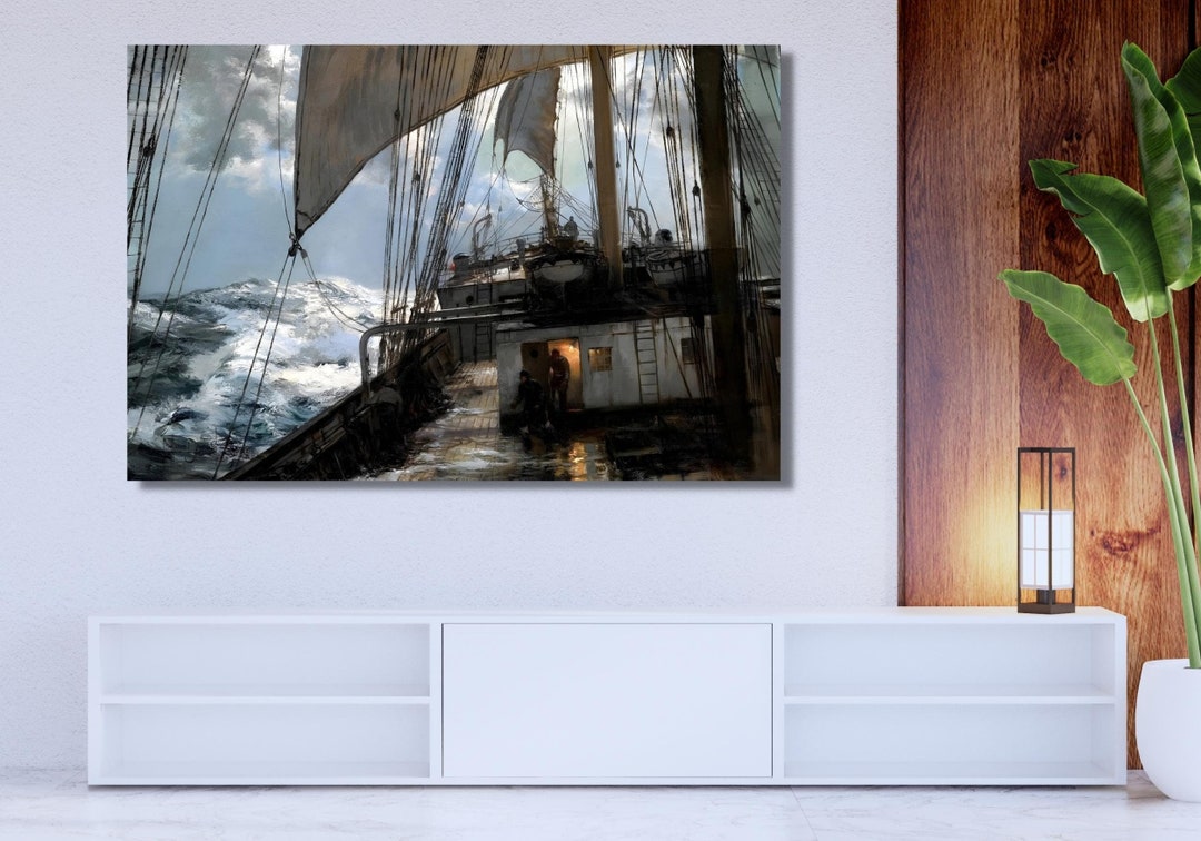 Montague Dawson Canvas Print,a Night at Sea Poster Wall Art Design ...