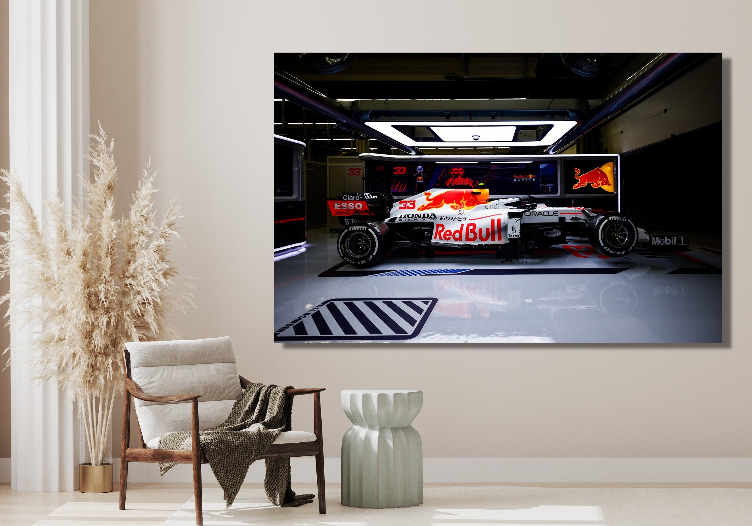 Red Bull F1 Car Canvas Wall Art Design, Red Bull F1 Car Poster Print ...