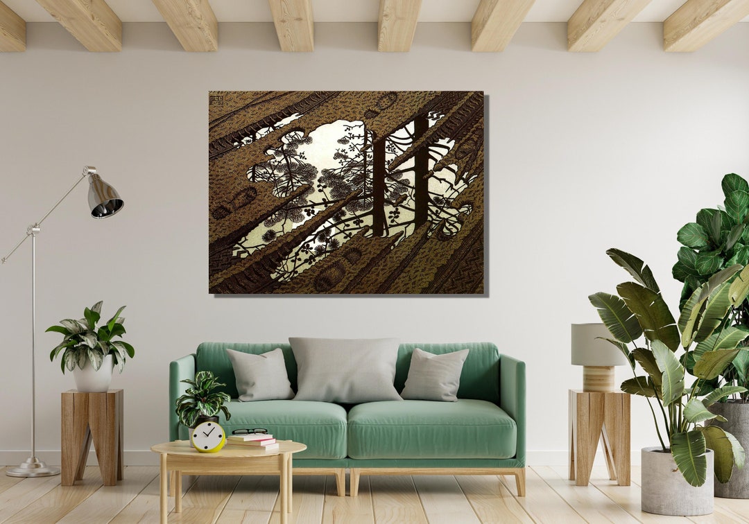Maurits Cornelis Escher Canvas Print, Puddle Wall Art Design, Poster ...