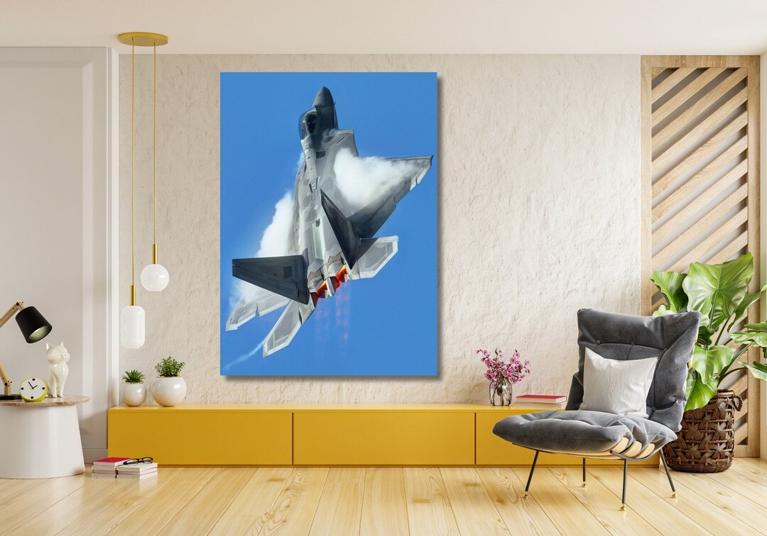F-22 Raptor Fighter Jet Canvas Wall Art Design, Aircraft Poster for ...