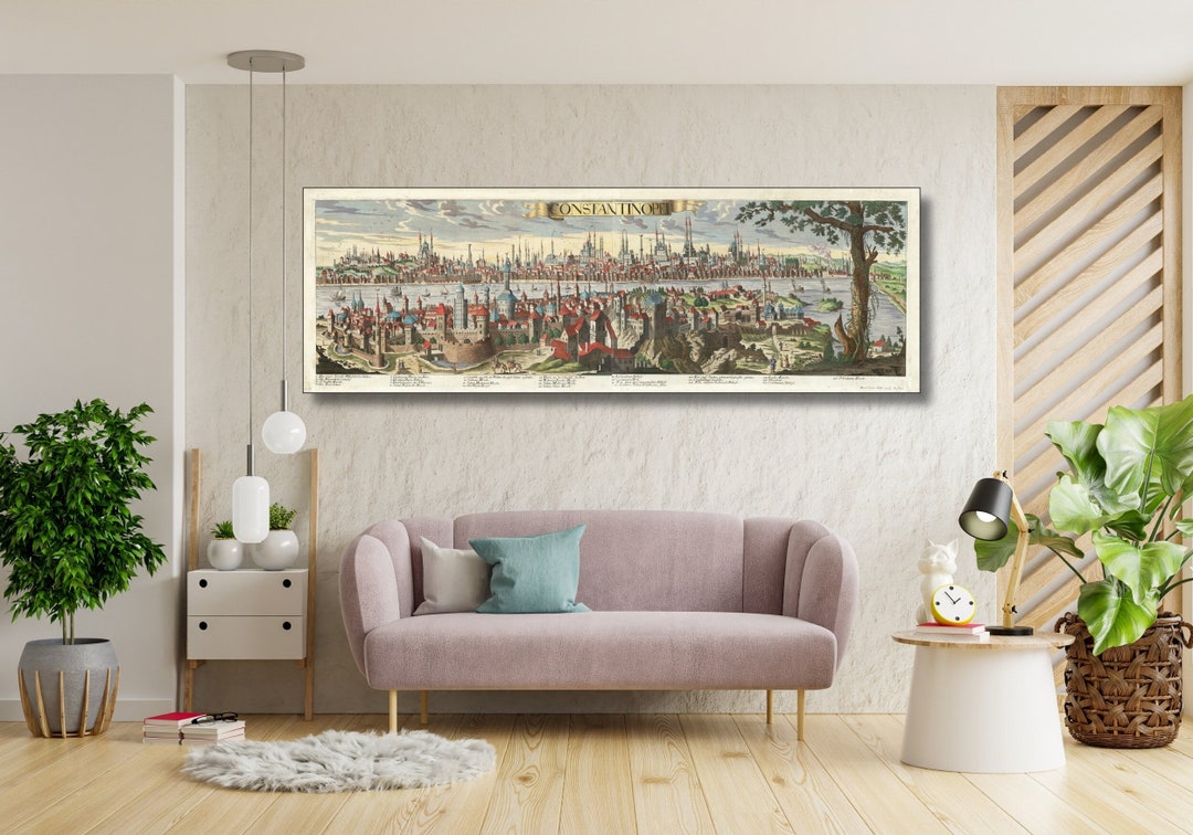 Pictorial Map of Constantinople Canvas Wall Art Design, Canvas Wall ...