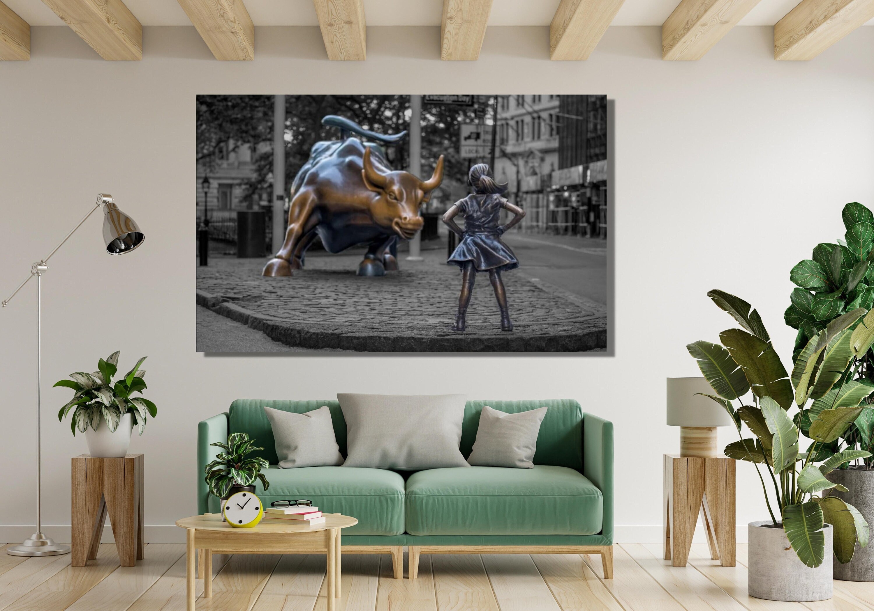 Fearless Girl and Bull Canvas Printcharging Bull Wall Art - Etsy