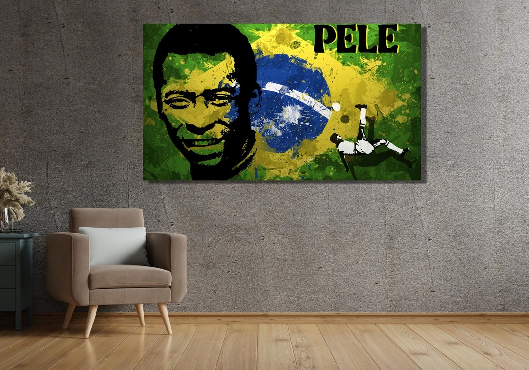 Legend Pele Graffiti Canvas Wall Art Design, Street Art Poster Print ...