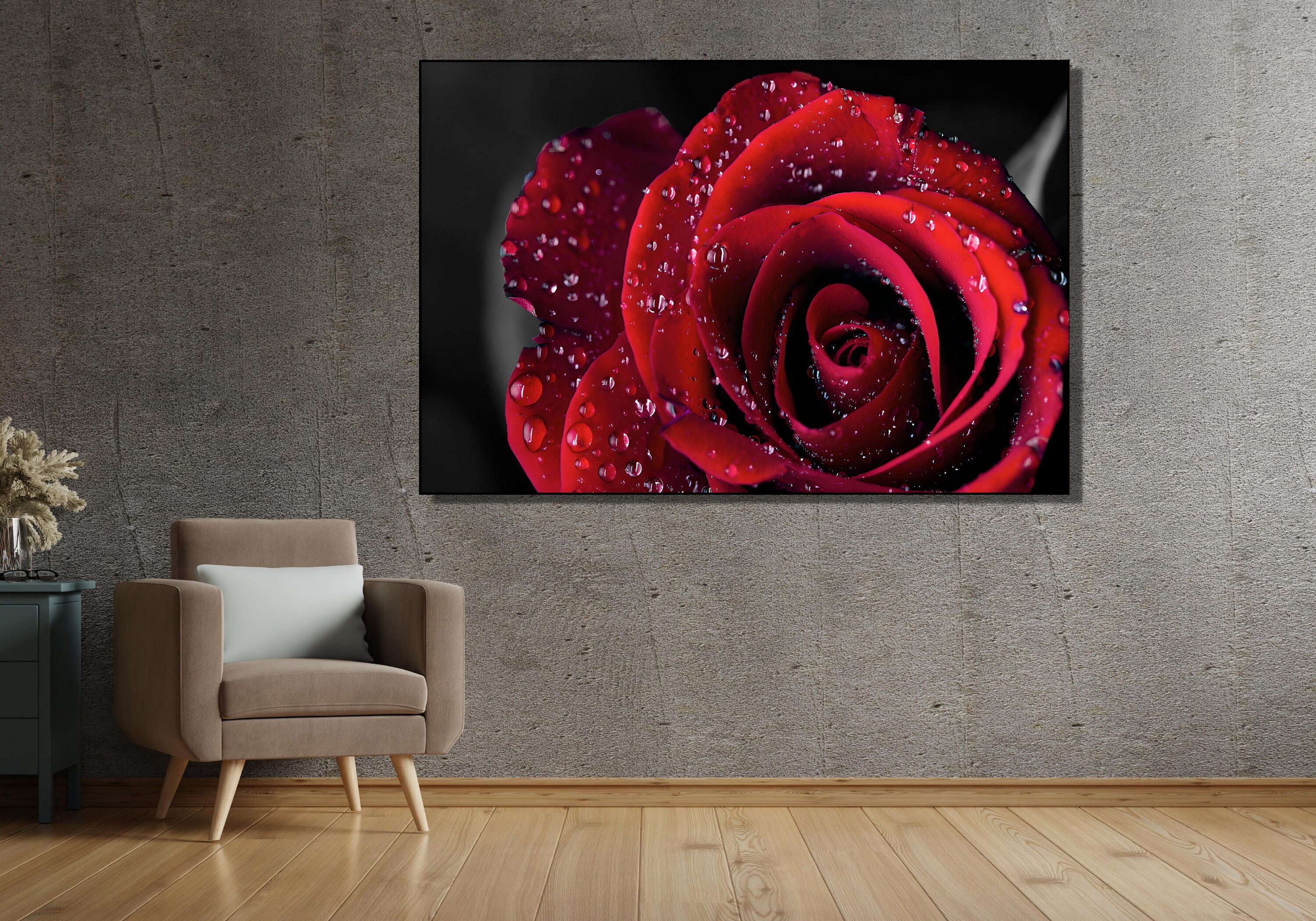 Red Rose Print, Red Rose Black and White Canvas Wall Art Design, Poster ...