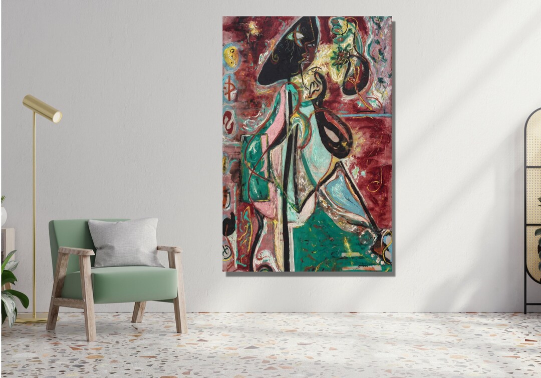 Moon Woman Print,jackson Pollock Canvas Wall Art Design, Poster Print ...