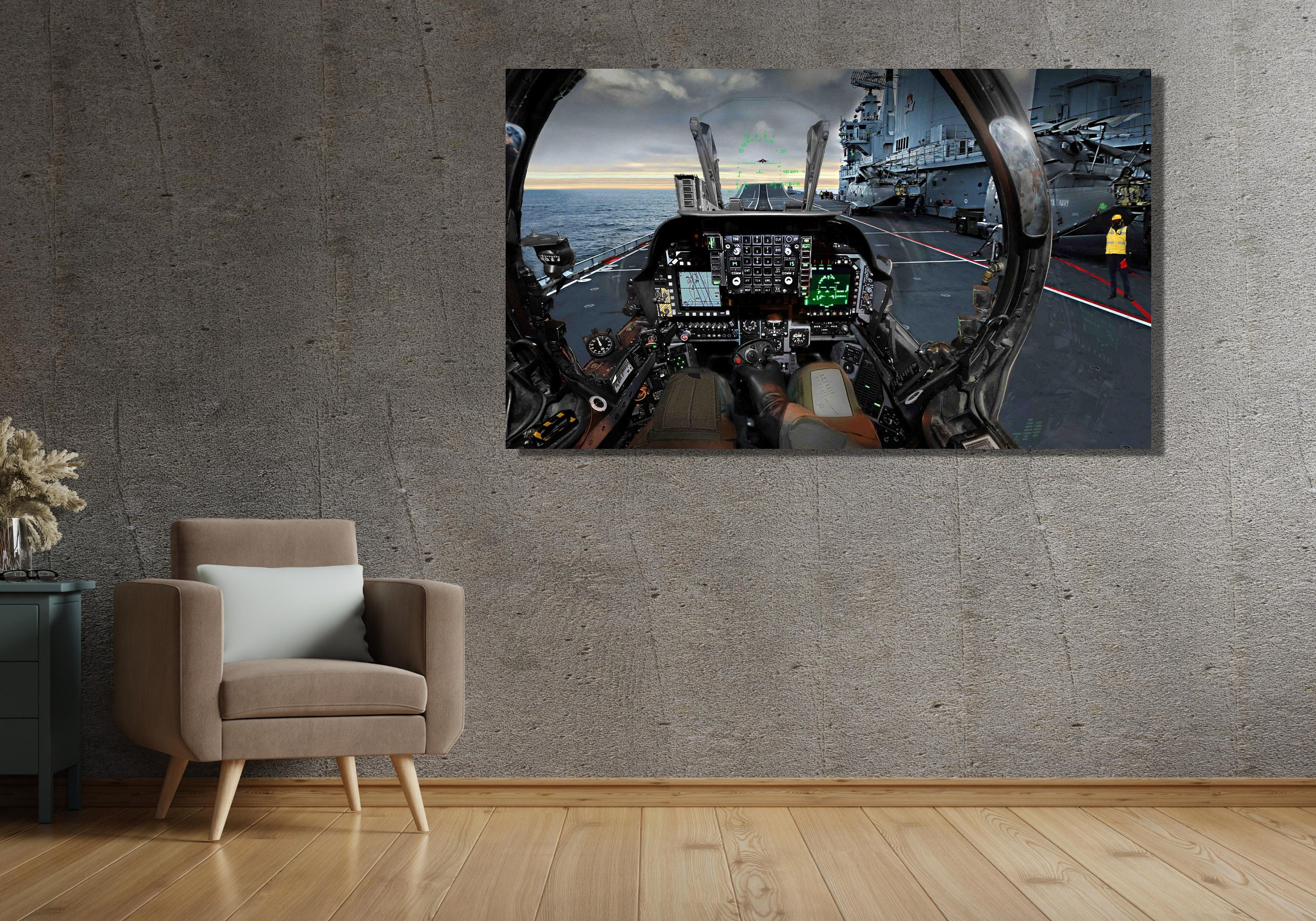 Military Jet Cockpit Takeoff Canvas Art, Cockpit View of Fighter Jet ...