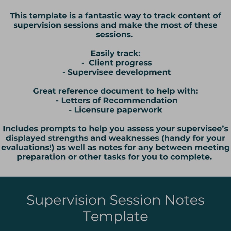 Supervision Session Notes Template (google Doc) - Etsy