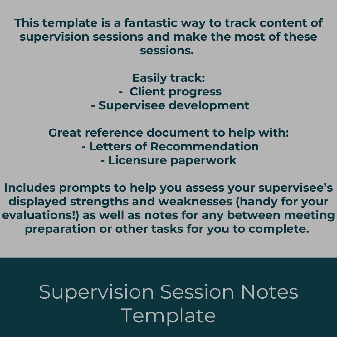 Supervision Session Notes Template (google Doc) - Etsy