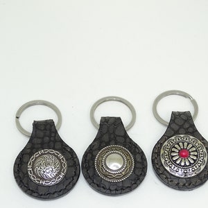 Circular Real Leather Keychain Flat Ring - Etsy