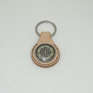Circular Real Leather Keychain Flat Ring - Etsy