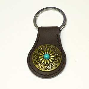 Circular Real Leather Keychain Flat Ring - Etsy