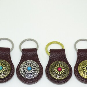 Circular Real Leather Keychain Flat Ring - Etsy