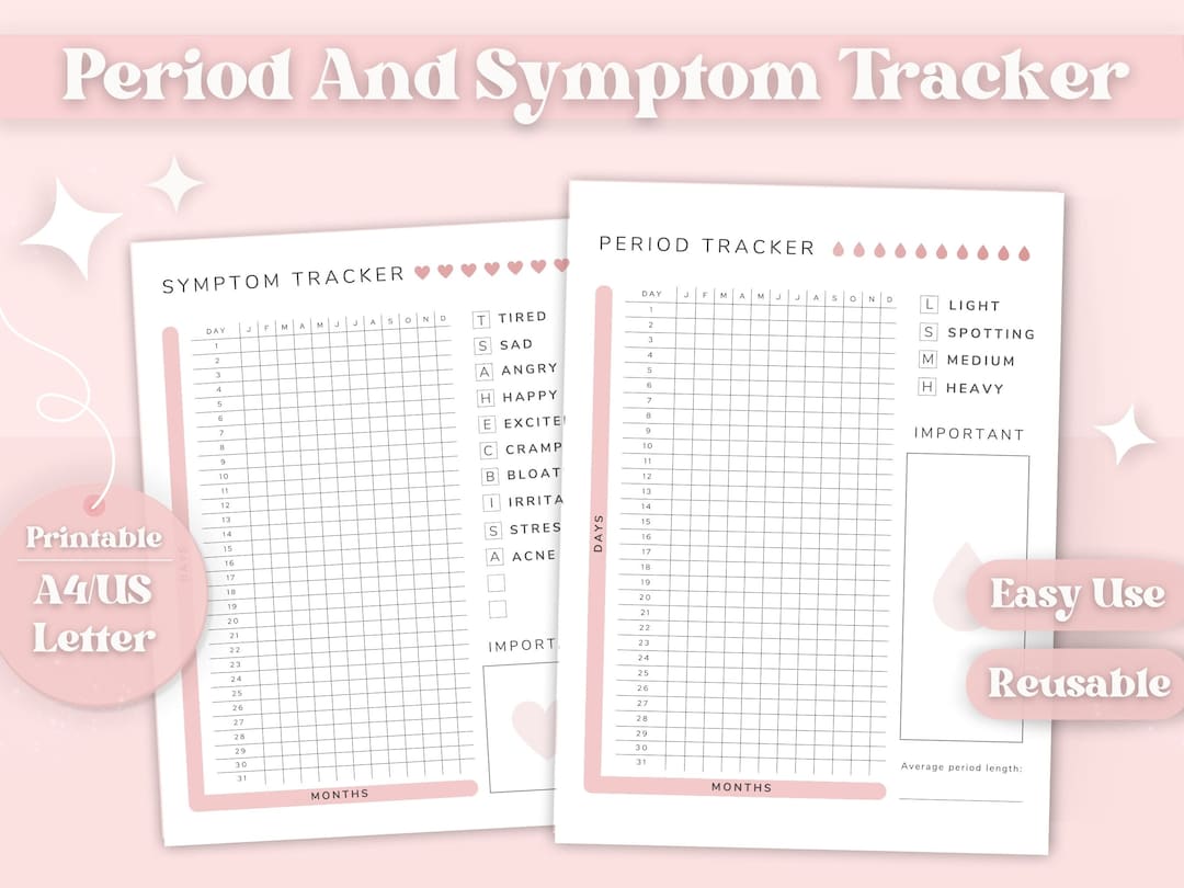 Printable Period and Symptom Tracker | A4/US Letter - Etsy