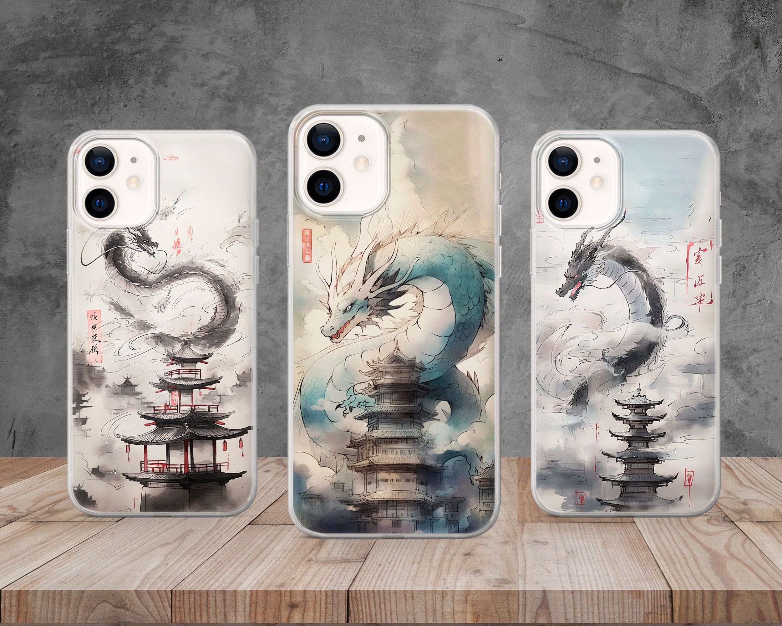 Hokusai Dragon Phone Case Asian Dragon Cover for iPhone 14, 13, 12, 11 ...