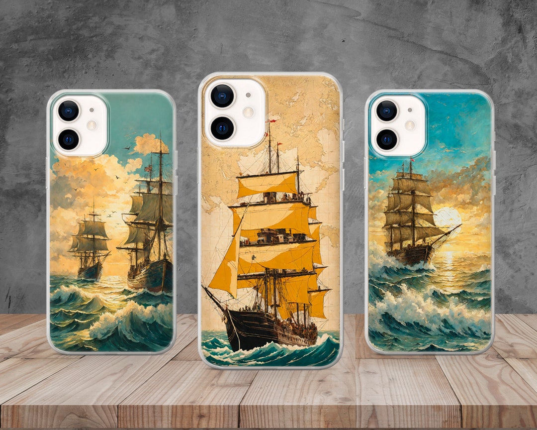 Nautical Sea Ship Phone Case Frigate Art Cover for iPhone 15, 14, 13 ...