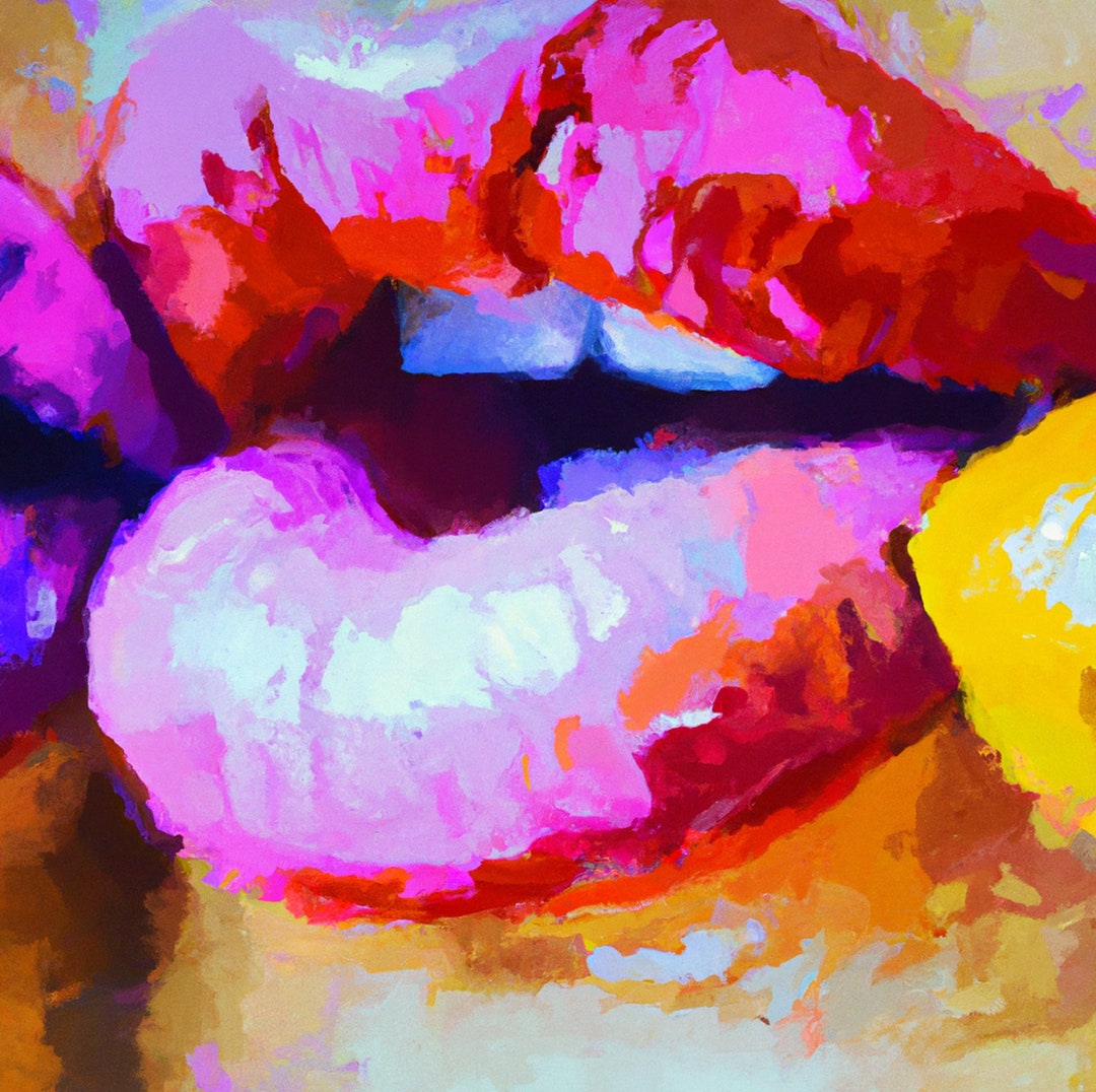 Cyber Lips #2 Digital Art Print, AI Generated, Wall Art, AI Art ...