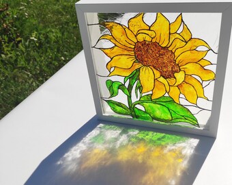 Sunflower Glass Painting - Etsy