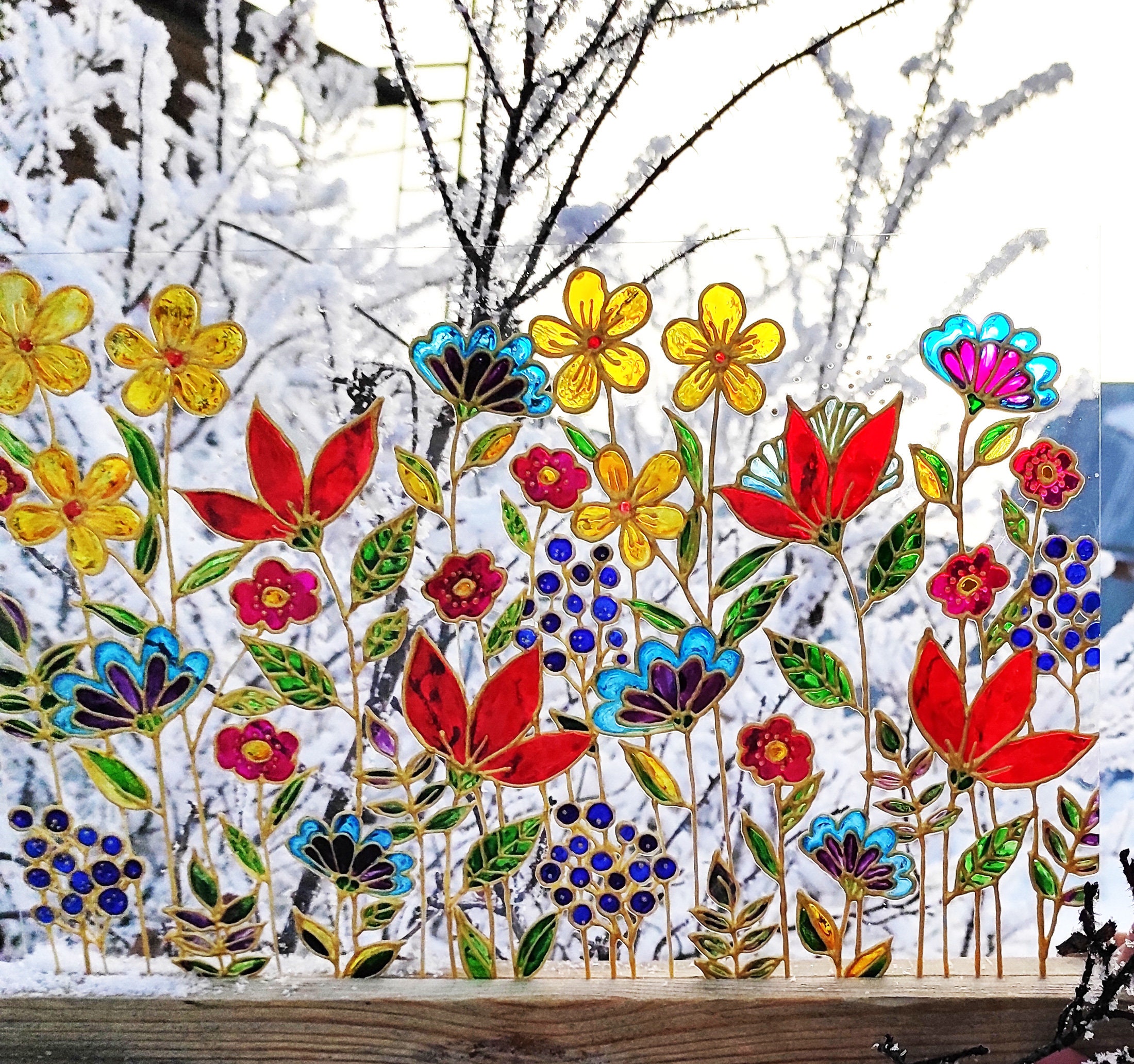 Flowers Design Patterns For Glass Painting