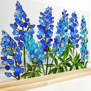 Texas Bluebonnet Suncatcher Stained Glass Window Hanging, Texas State ...