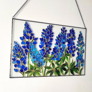 Texas Bluebonnet Suncatcher Stained Glass Window Hanging, Texas State ...