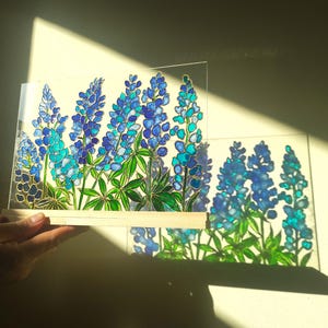 Texas Bluebonnet Suncatcher Stained Glass Window Hanging, Texas State ...