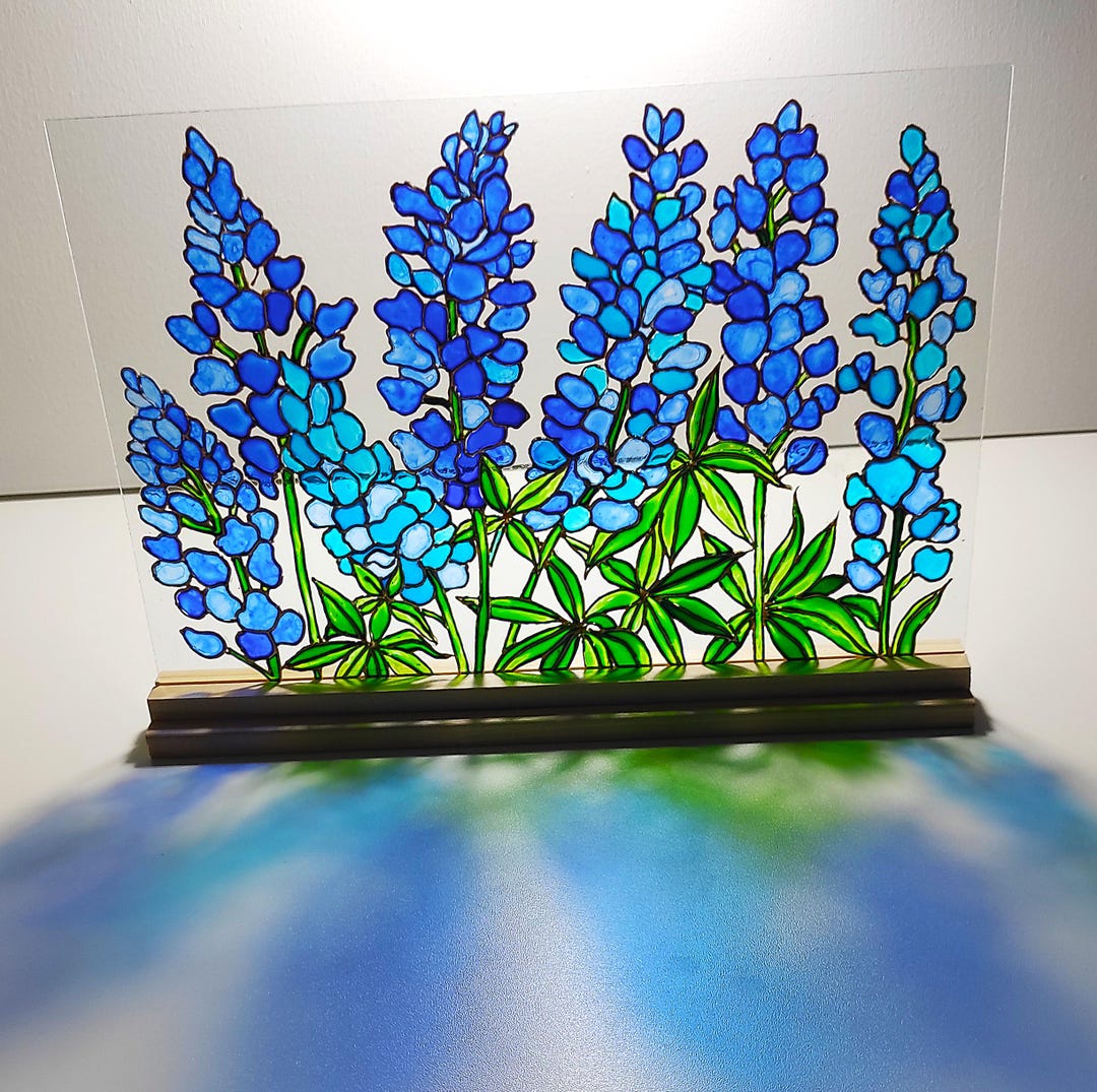 Texas Bluebonnet Suncatcher Stained Glass Window Hanging, Texas State ...