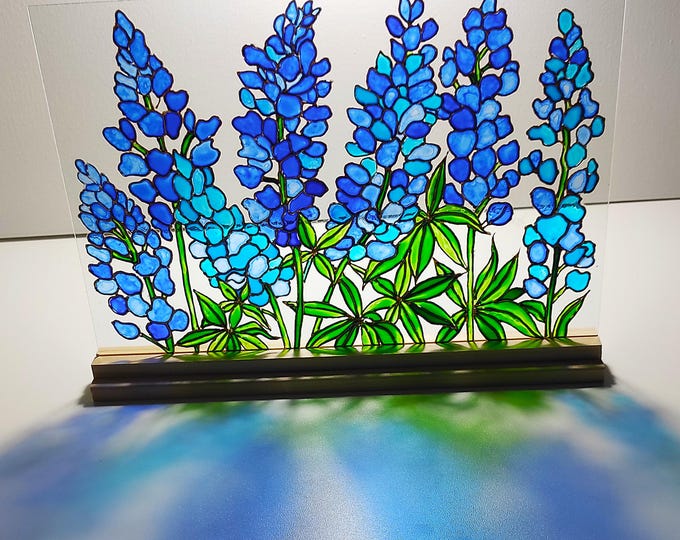 Stained Glass Bluebonnet - Etsy