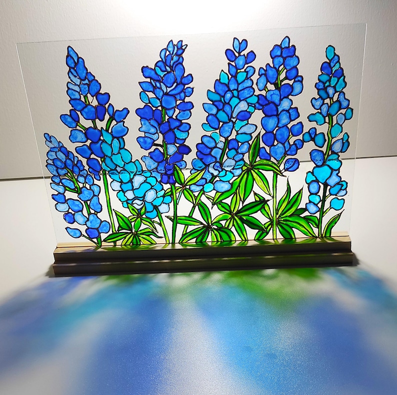 Texas Bluebonnet Suncatcher Stained Glass Window Hanging, Texas State ...