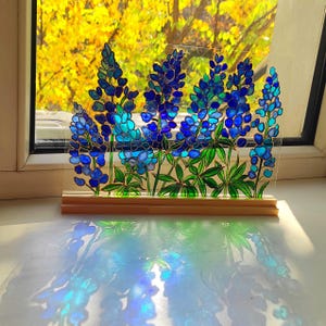 Texas Bluebonnet Suncatcher Stained Glass Window Hanging, Texas State ...