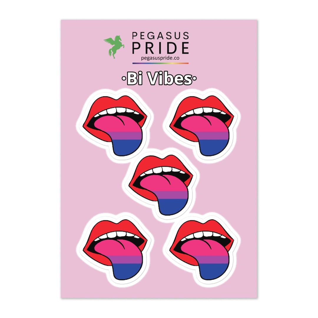 Bisexual Bi Vibes Flag Tongue LGBT Stickers 5 Count - Etsy