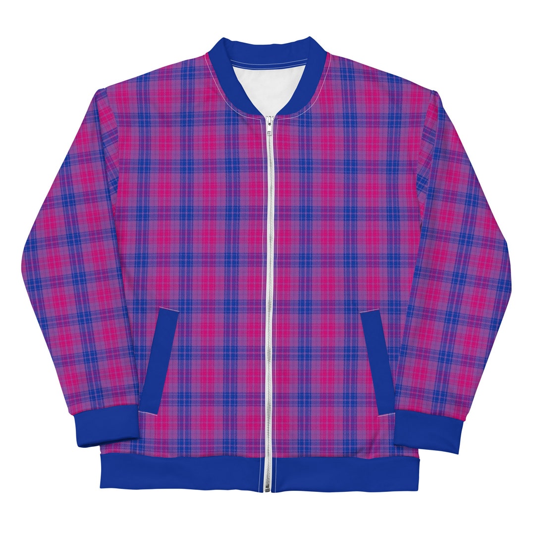 Bisexual Bi Pride Bomber Jacket Coat in Plaid LGBT Clothing Apparel ...